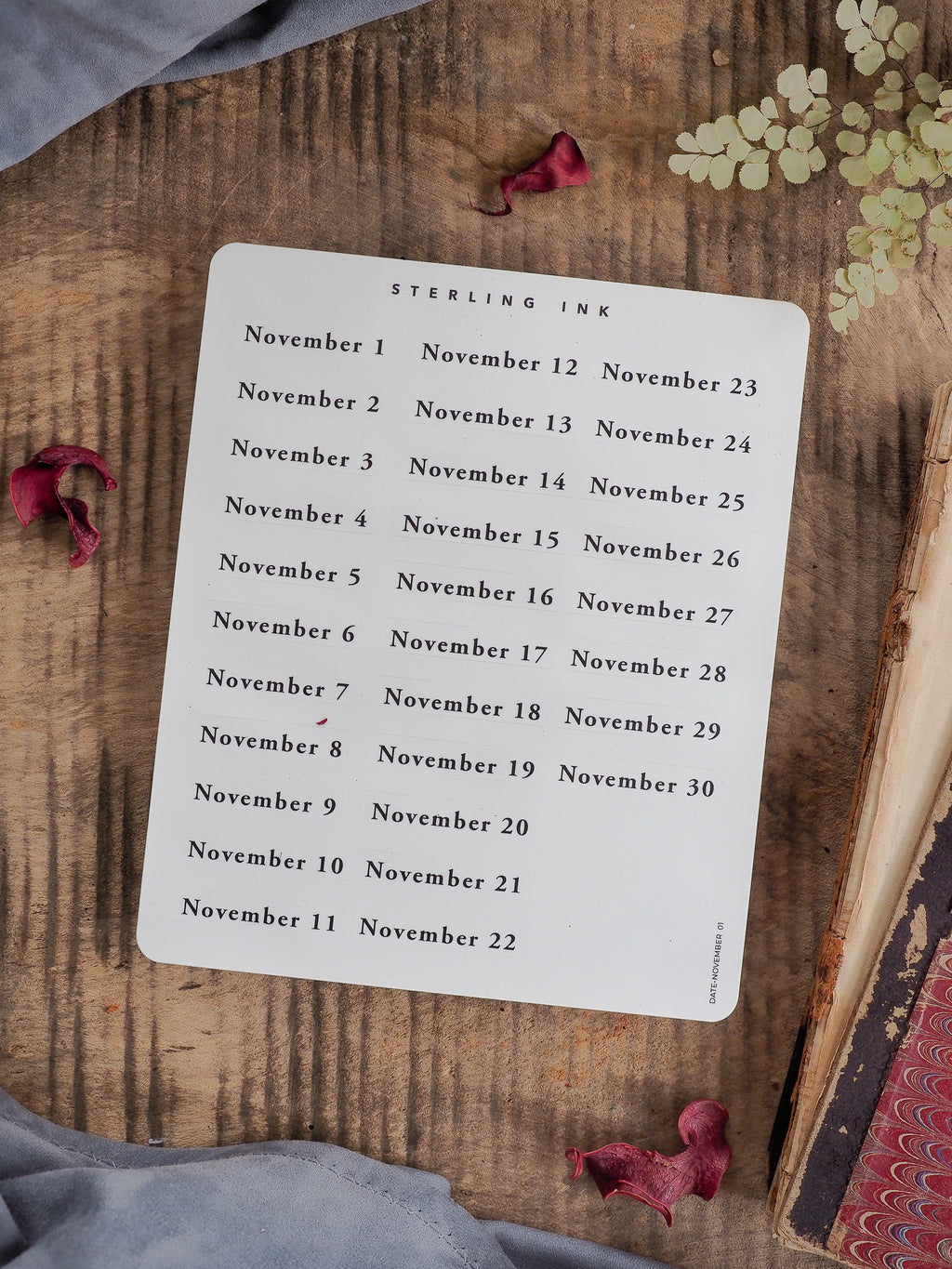 November Date Stickers - November 2025